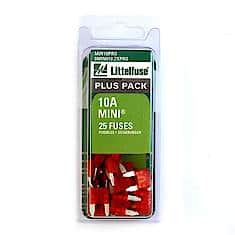 Littelfuse Fuse Mini Blade 32V Clamshell 10A: 10 Amp, Red, Mini, 25 Pack 0MIN010.ZXPRO - Advance ...