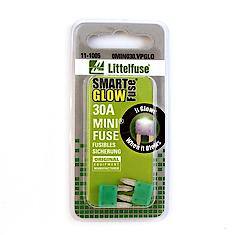 Littelfuse Fuse - Mini Smartglow 32Vdc 30A: 30 Amp, Green, "It Glows When It Blows", Mini ...